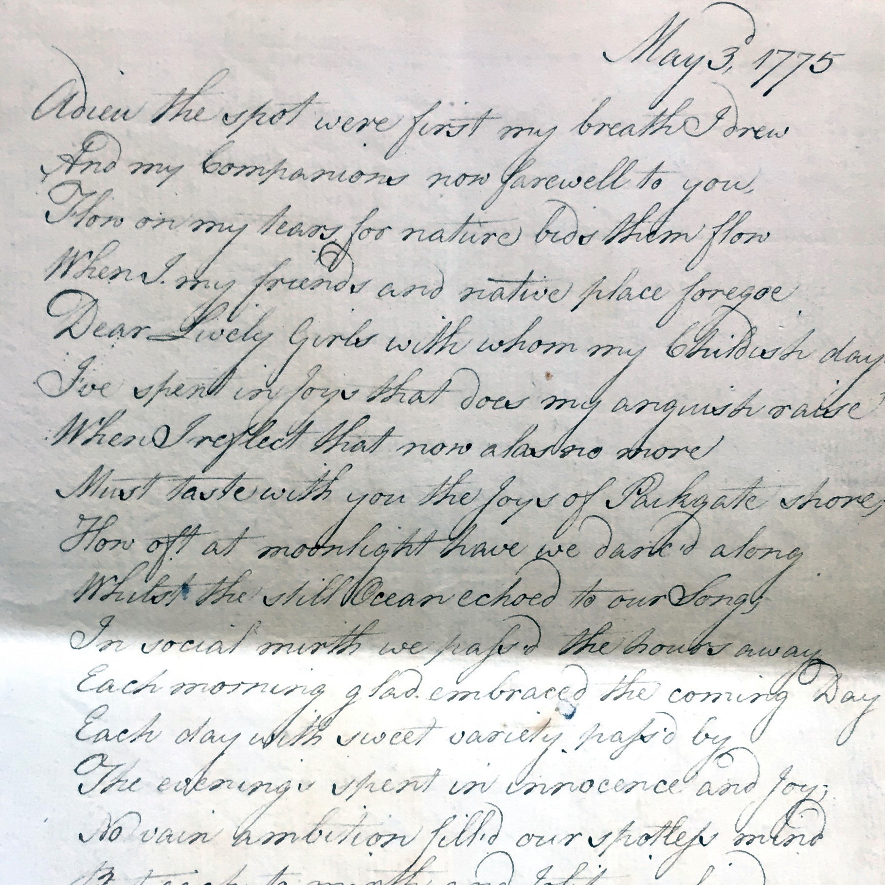 'Adieu the spot where first my breath I drew' (1775) - Simon Francis Brown